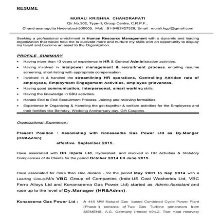 Resumee - Murali Krishna | DOC