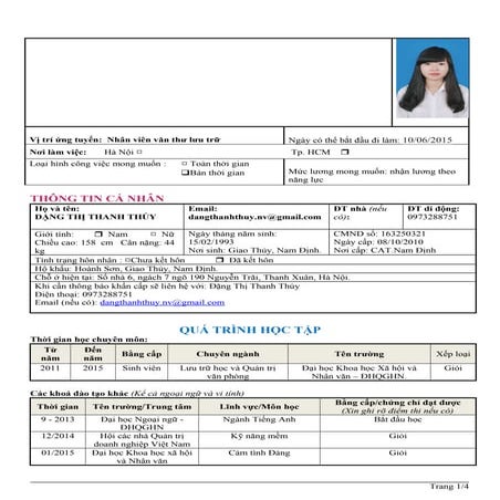 DANG THI THANH THUY-NHAN VIEN VAN THU LUU TRU | PDF