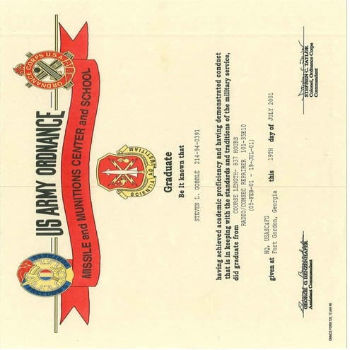 35E MOS Cert US Army | PDF