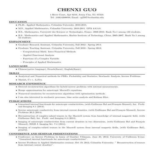 RESUMECV_Chenxi_Guo | PDF