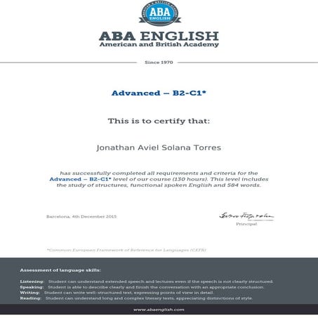 ADVANCED ENGLISH CERTIFICATE | PDF