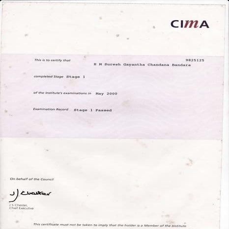 CIMA- Stage One Certificate | PDF