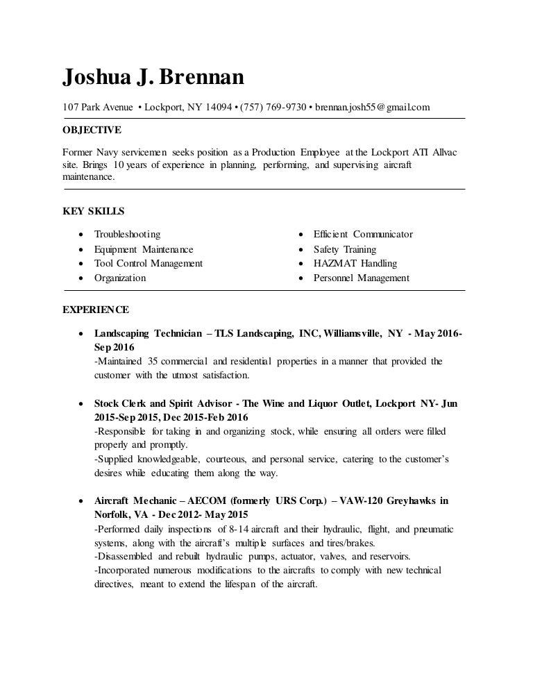 real resume for ATI