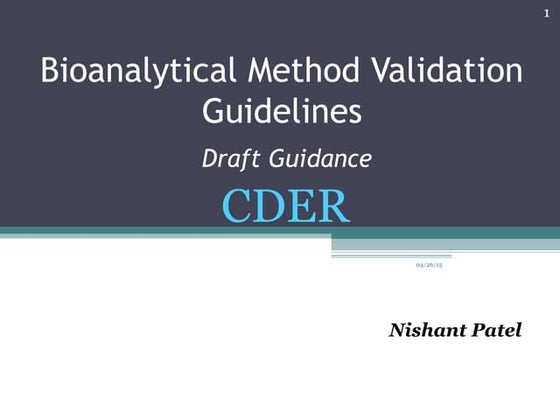 bio analytical method validation usfda guidlines | PPTX | Pharmaceutical Industry | Industries