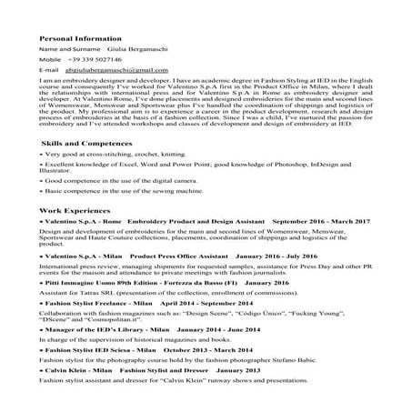 Curriculum Vitae SILVIA BERTOSSA | PDF