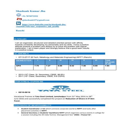 Shashank Kumar Jha CV | PDF