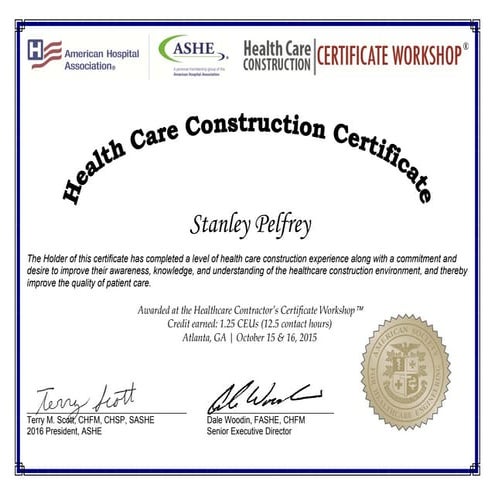 Stanley Pelfrey - HCC Certificate | PPT