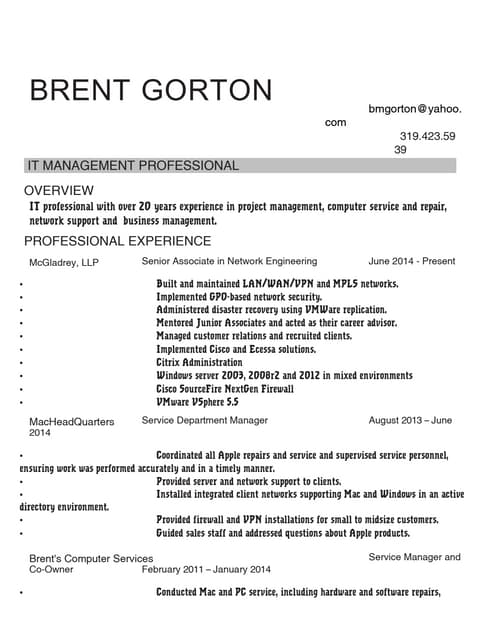 Ben Resume updated 2015 | DOC | IT and Internet Support | Internet