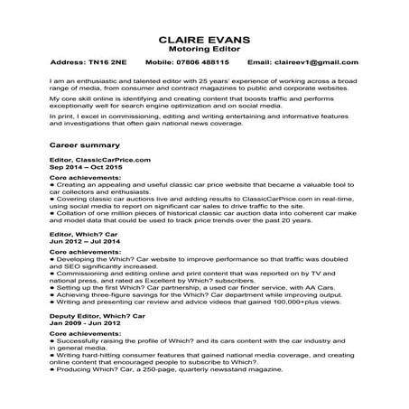 Claire Evans CV Sept 2015 | PDF