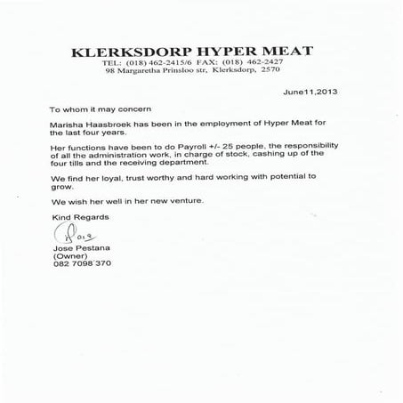 Letter of Recommendation-Hyper Meat | PDF