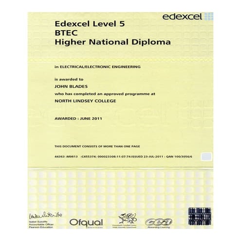 John Blades HND Electrical Engineering (2) | PDF