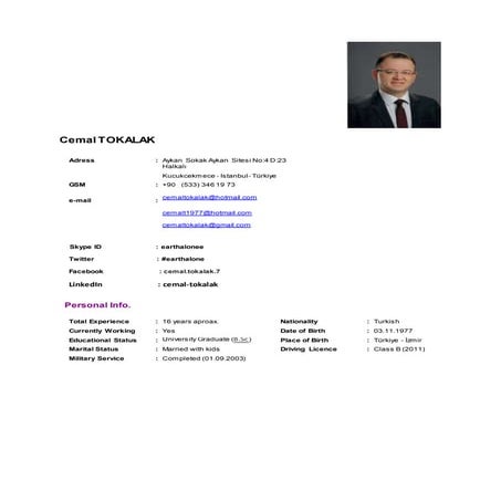 Cemal TOKALAK_cv - (ENG) | DOCX