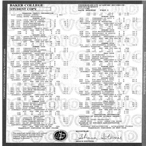 Baker transcript | PDF