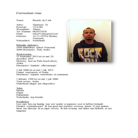 Curriculum vitae, Ricardo | DOCX