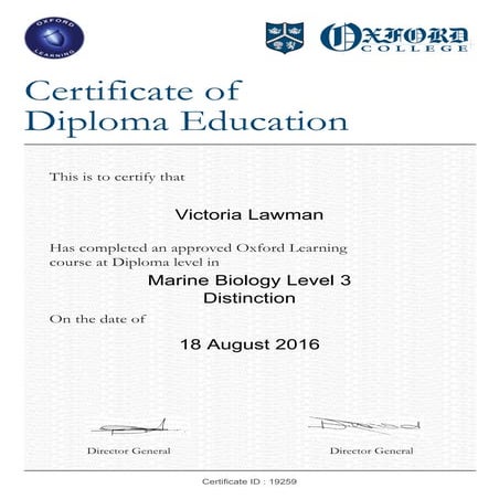 Marine Bio Certificate | PDF