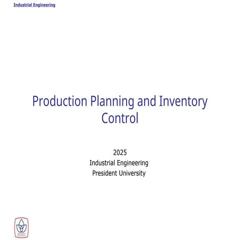 Introduction of PPIC for Industrial Engineering | PPT