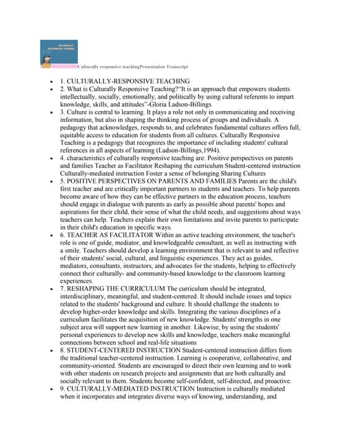 Culturally Responsive Teaching | PPTX