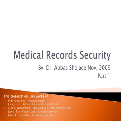 Medical Records Privacy Confidentiality And Security | PPTX