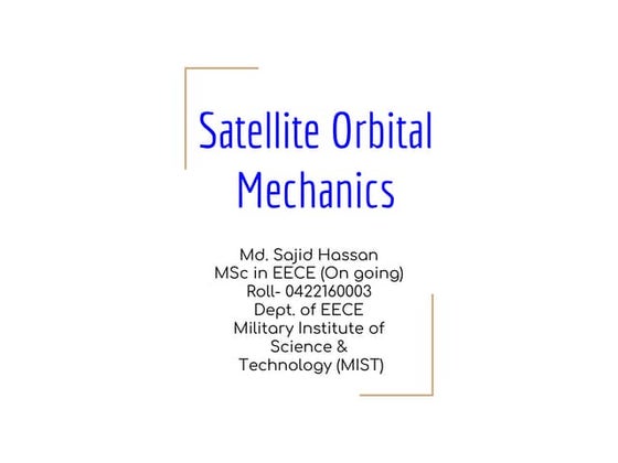 Orbital parameters of a satellite | PPTX