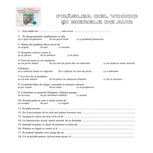 praslea cel voinic fisa de lucru .document | DOC