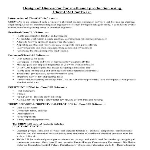 Introduction of CHEMcAD Software | PDF