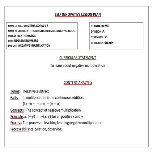 Negative numbers | DOCX