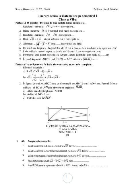 4 evaluare initiala_matematica | PDF