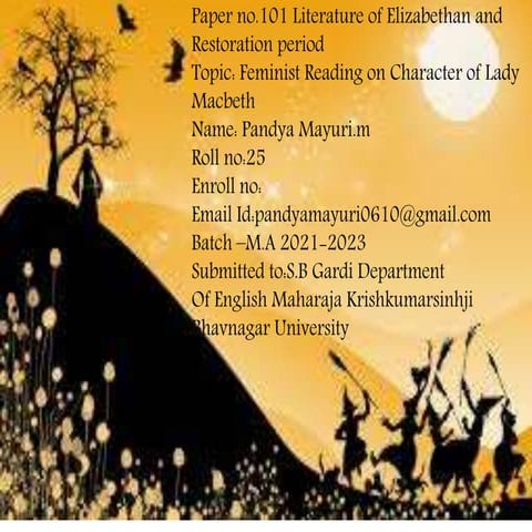 Feminist reading on chracter of Lady Macbeth | PPTX