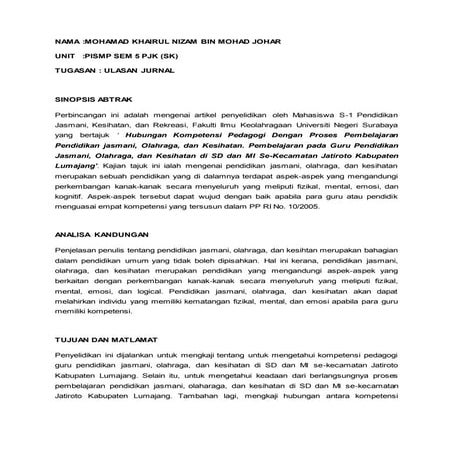 Contoh ulasan artikel dalam jurnal | DOCX