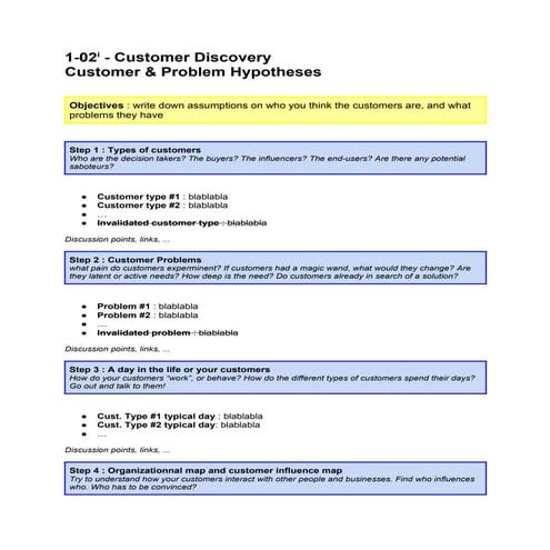 1 02 - customer discovery - customer & problem hypotheses | PDF