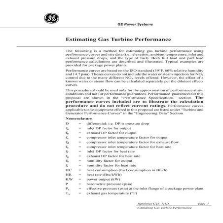 Estimating gas turbine performance | PDF