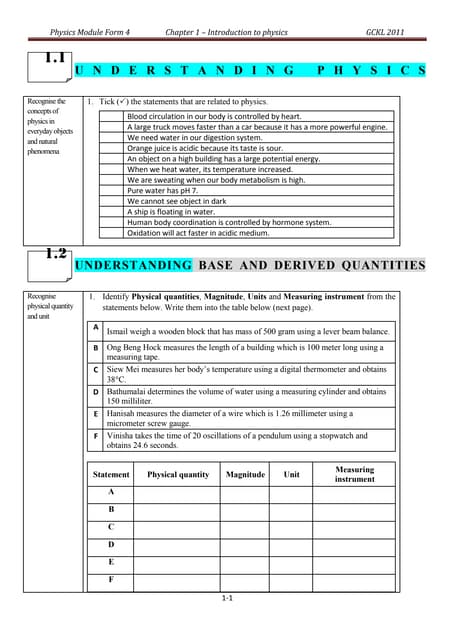 SPM PHYSICS FORM 4 intro to physics | PDF