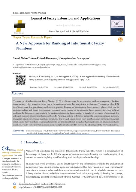 A New Approach For Ranking Of Intuitionistic Fuzzy Numbers Pdf