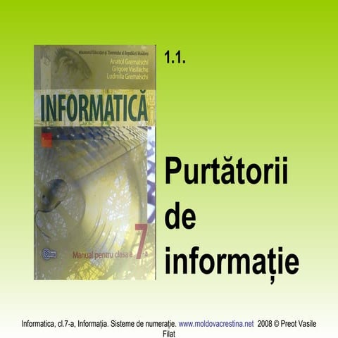 Purtatori de informatie, proiect ppt pentru ora de informatica | PPT