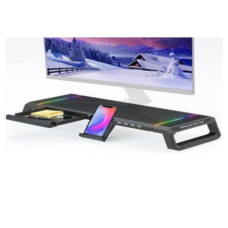 MOOJAY RGB Monitor Stand – Foldable Desk Organizer with USB Hub ...
