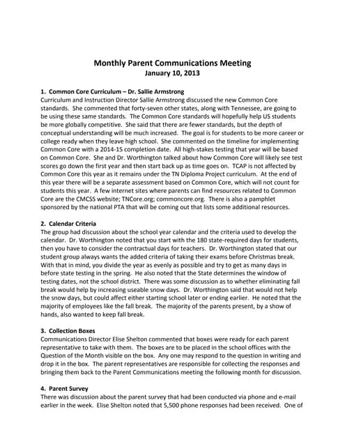 09 04-14 parent communications notes | PDF