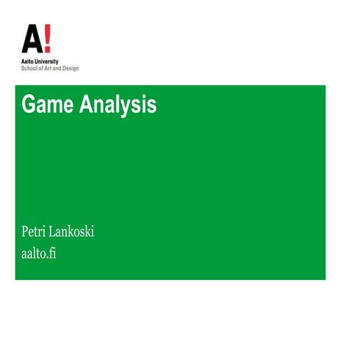 Game Analysis, lecture 1 | PPTX | Board Games and Puzzles | Games and ...