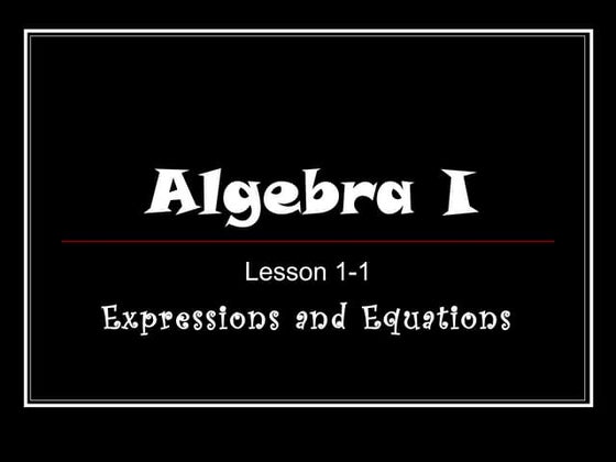 Algebra Expressions and Equations | PPT