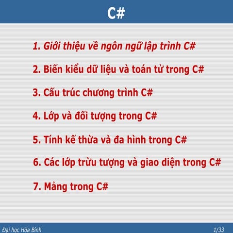 1. giới thiệu về ng￴n ngữ lập trình c# | PPT
