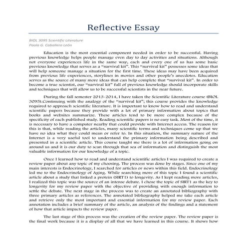 1. paola caballero portfolio reflective essay biol 3095 | DOCX