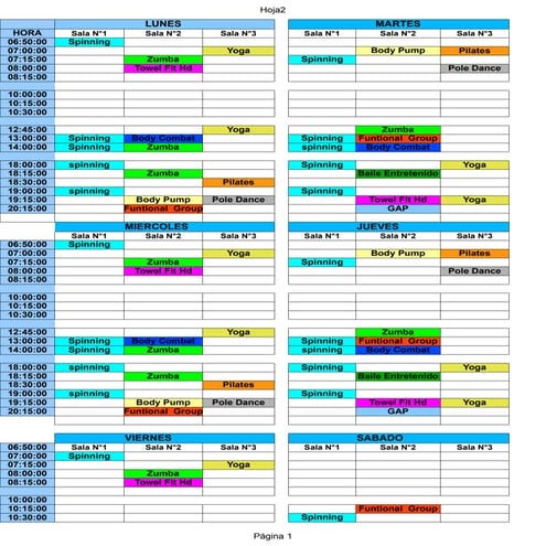 Horarios Hdays Gym | PDF
