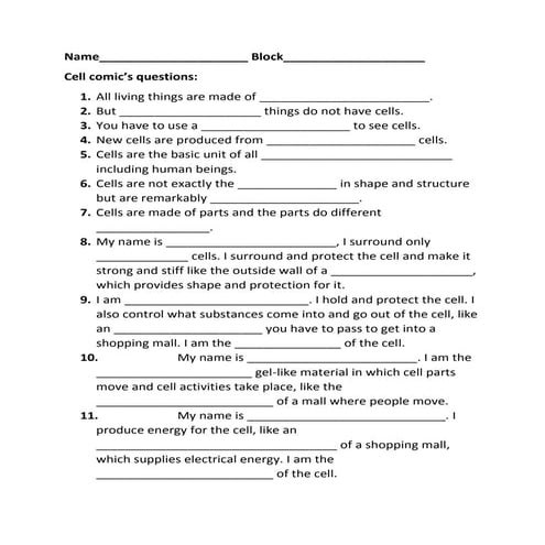 1. cell comics questions | DOCX