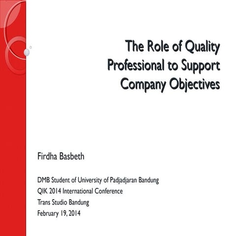 The Changing Role of Quality Professional | PPT