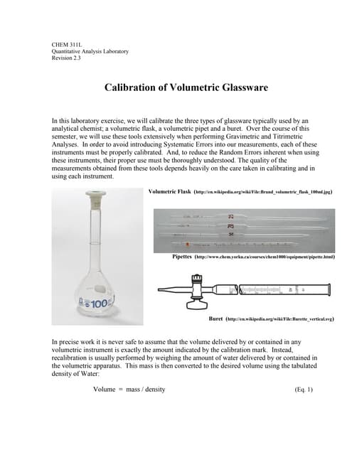 Calibration of glassware ppt | PDF