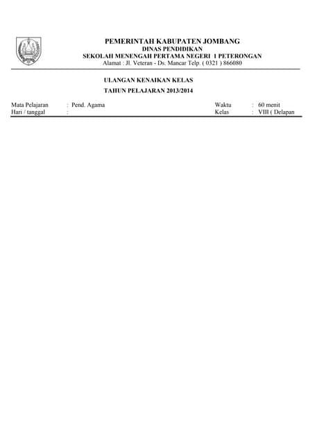 SOAL ASESMEN AKHIR SEMESTER PAI SD KELAS 5 | PDF