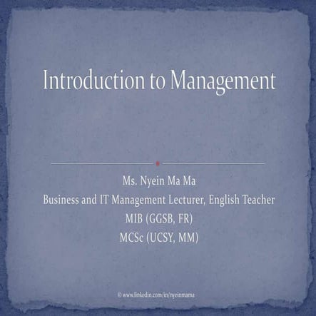 Introduction to management | PPT