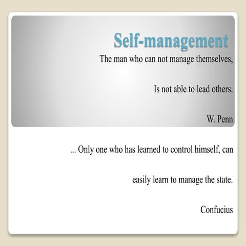 Topic 1. Self-management | PPTX | Business | Business and Finance