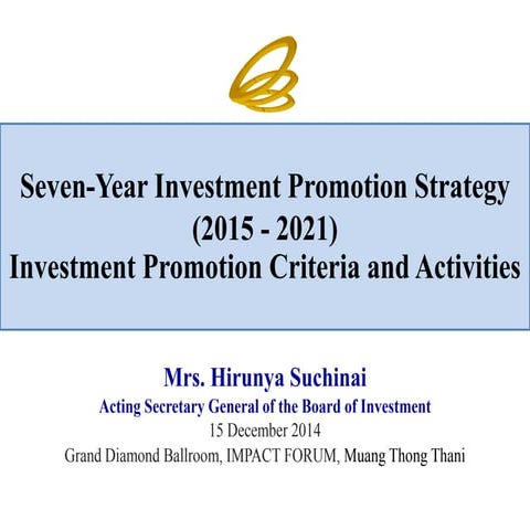 Seven-Year Investment Promotion Strategy (2015-2021) | PDF