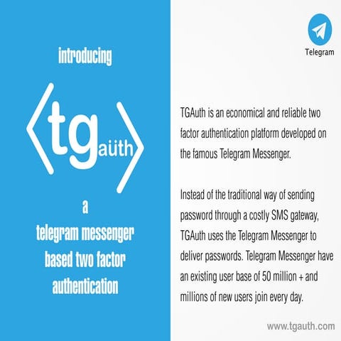 Two factor Authentication using Telegram Messenger - www.tgauth.com
