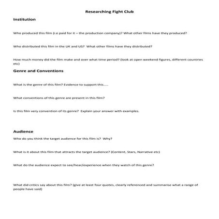 Researching Fight Club | DOCX